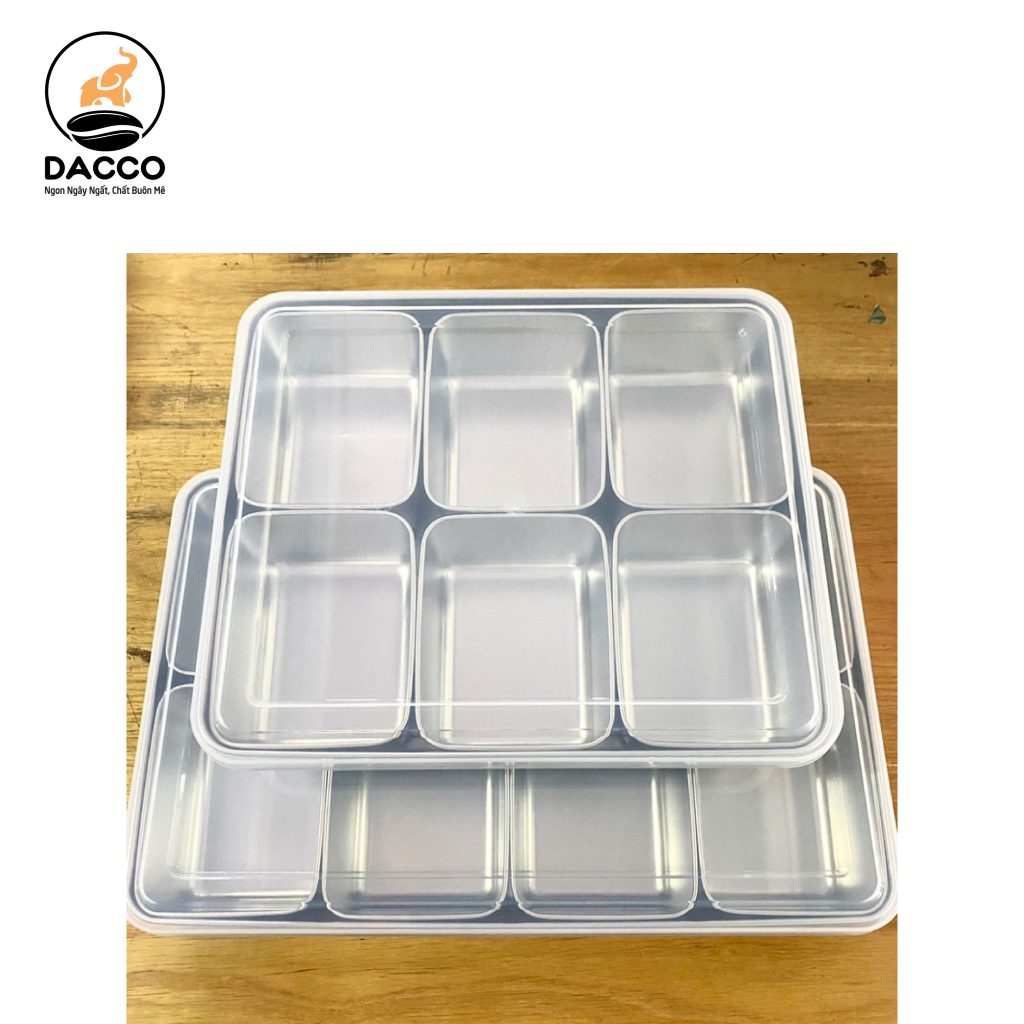 Khay topping inox 6 ngăn - Dacco Coffee